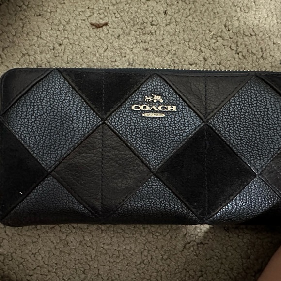 Coach | Bags | Coach Blue Patchwork Wallet | Poshmark